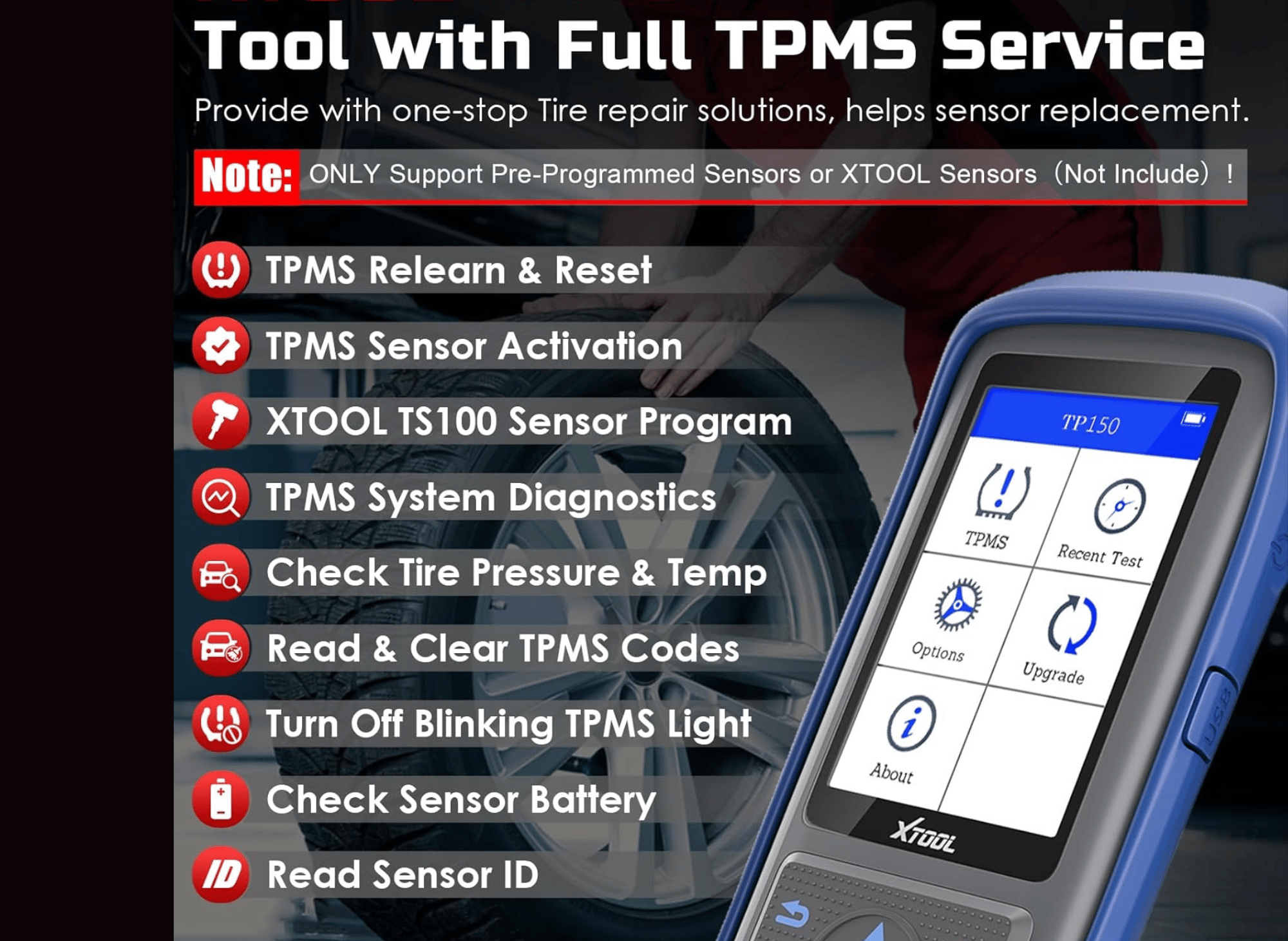 TP150 XTOOL TPMS Tool Is Your One-Stop Tire Solution